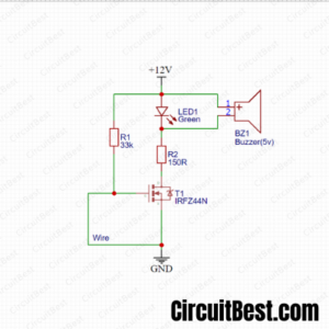 Wire Break Alarm Circuit with IRFZ44N MOSFET | CircuitBest