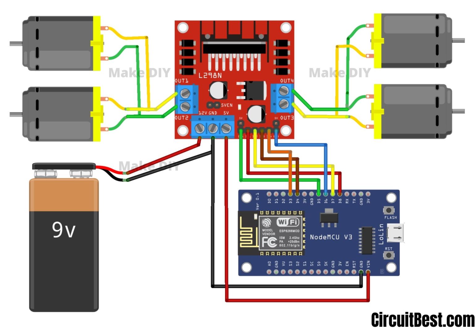 How to Make Arduino SmartPhone controlled WiFi car Using NodeMCU ...
