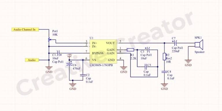 Simple Amplifier Circuit with LM386 IC | CircuitBest