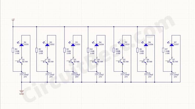 Simple LED Chaser Circuit with BC549 Transistor | CircuitBest