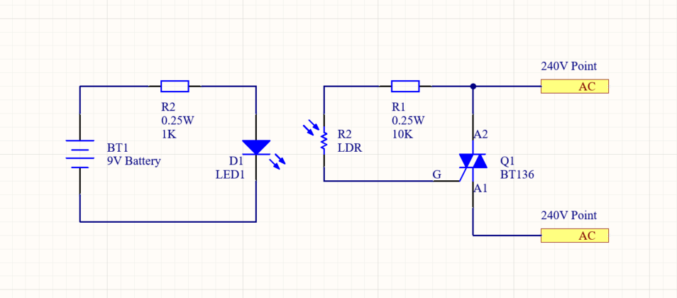 Simple OptoCoupler representation Circuit with LDR and LED | CircuitBest
